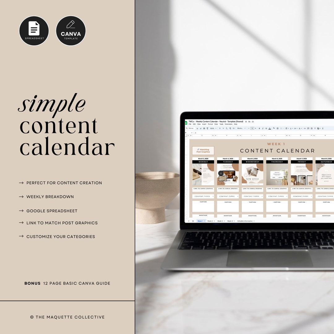 Social Media Content Calendar for Google Sheets, Content Calendar ...
