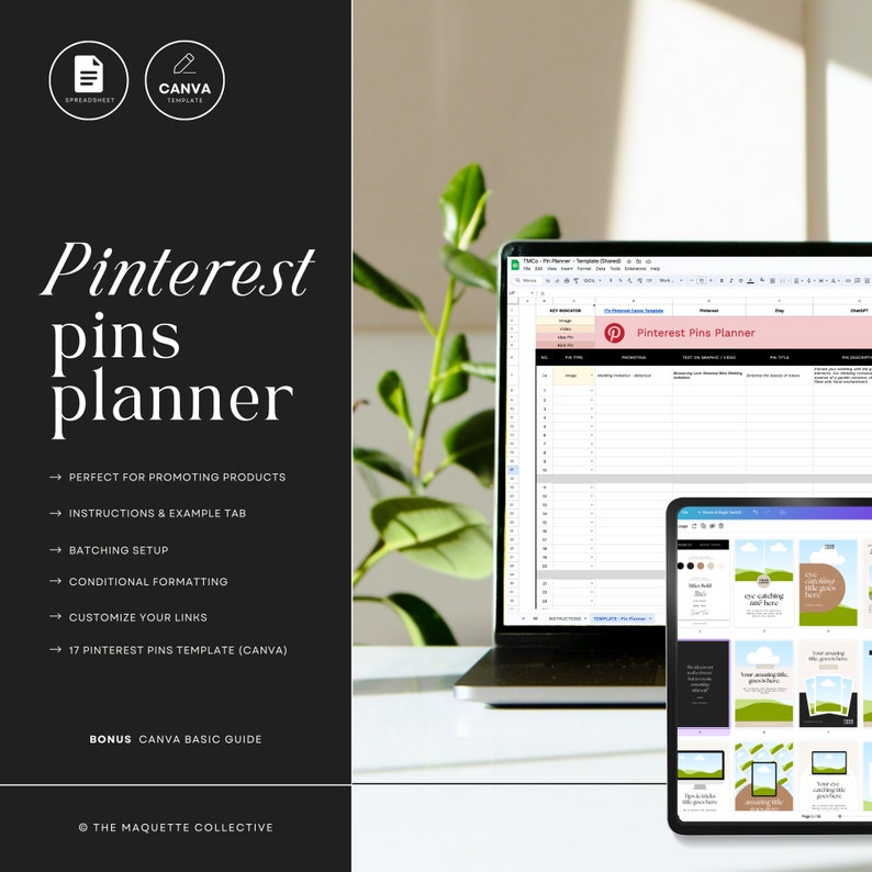 Pinterest Pin Planner, Pinterest™ Google Spreadsheet Planner, Pinterest ...