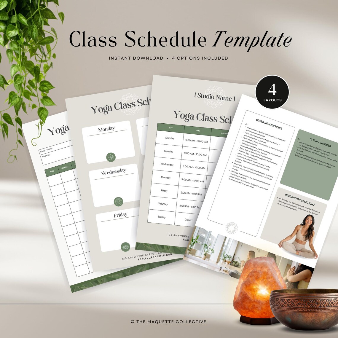 Yoga Class Planner Template, Yoga Studio Schedule, Editable Canva Class ...
