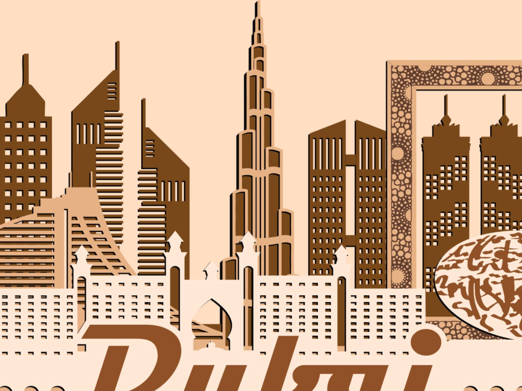 3D Layered Dubai Skyline Vector File Download - SVG, PDF, CDR, and More ...