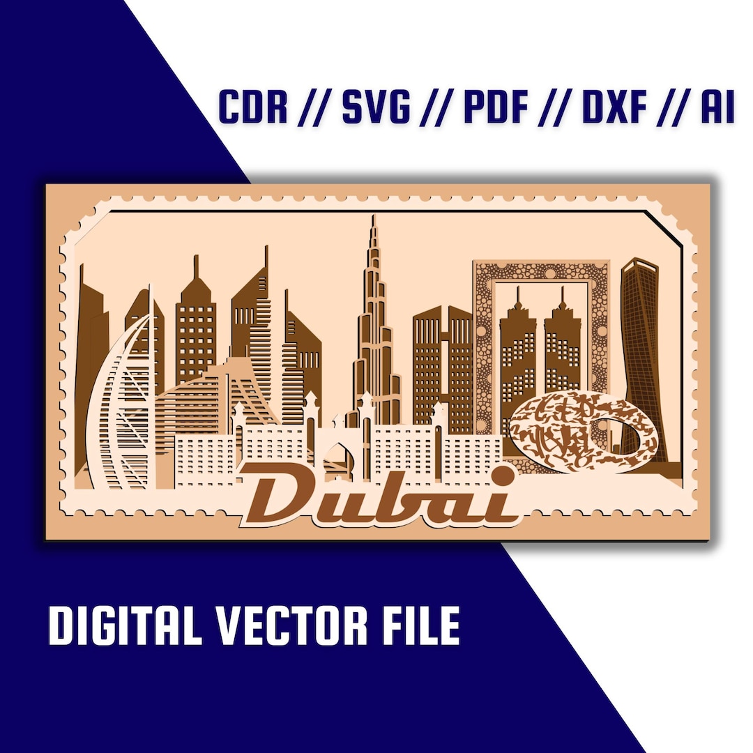 3D Layered Dubai Skyline Vector File Download - SVG, PDF, CDR, and More ...