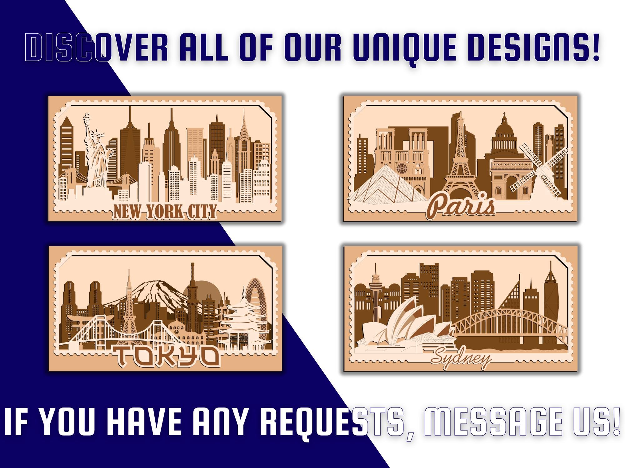 3D Layered Chicago Skyline Vector File Download - SVG, PDF, CDR, and ...