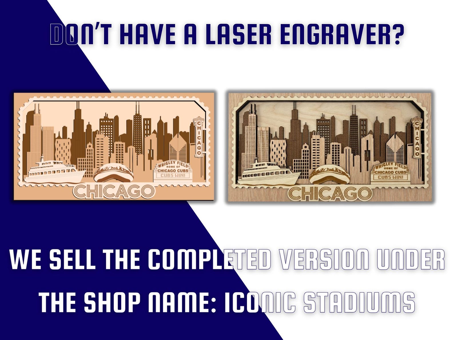 3D Layered Chicago Skyline Vector File Download - SVG, PDF, CDR, and ...