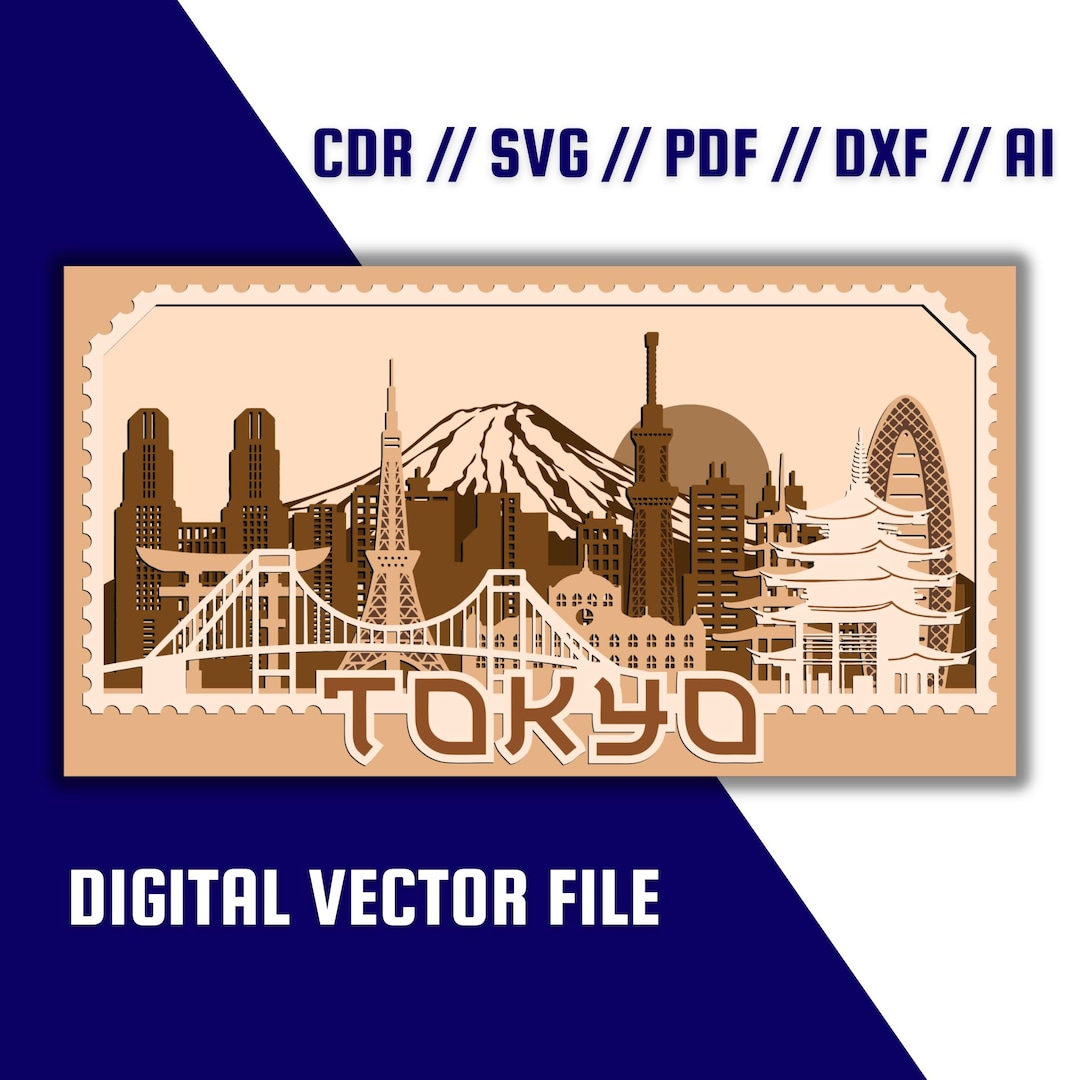 3D Layered Tokyo Skyline Vector File Download - SVG, PDF, CDR, and More ...