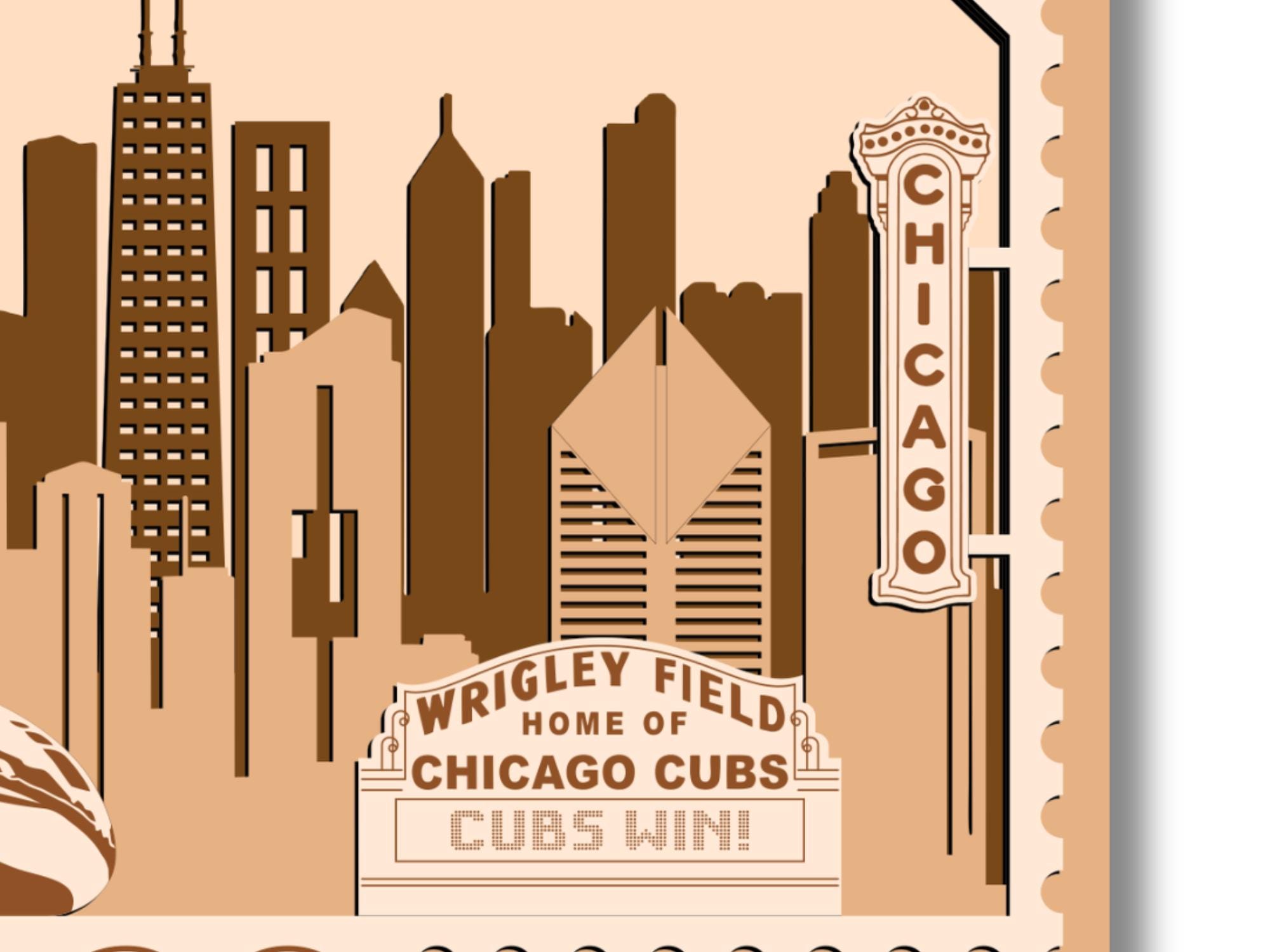 3D Layered Chicago Skyline Vector File Download - SVG, PDF, CDR, and ...