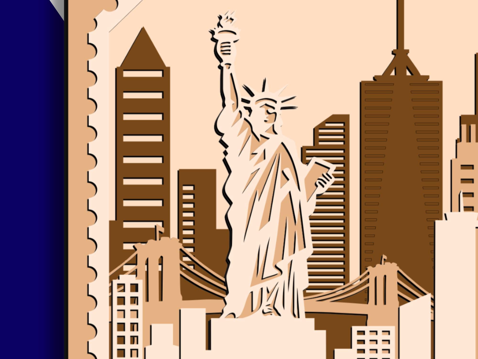 3D Layered New York City Skyline Vector File Download - SVG, PDF, CDR ...