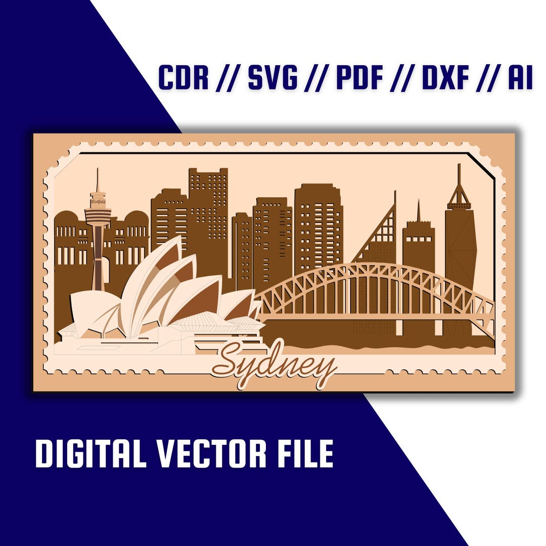 3D Layered Sydney Skyline Vector File Download - SVG, PDF, CDR, and ...