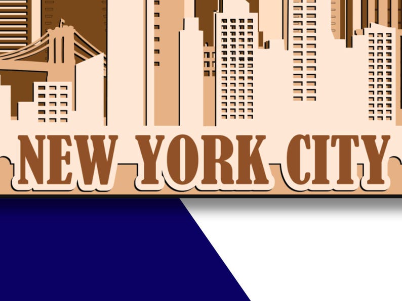 3D Layered New York City Skyline Vector File Download - SVG, PDF, CDR ...