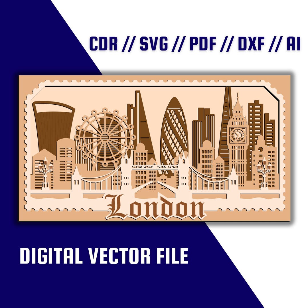 3D Layered London Skyline Vector File Download - SVG, PDF, CDR, and ...