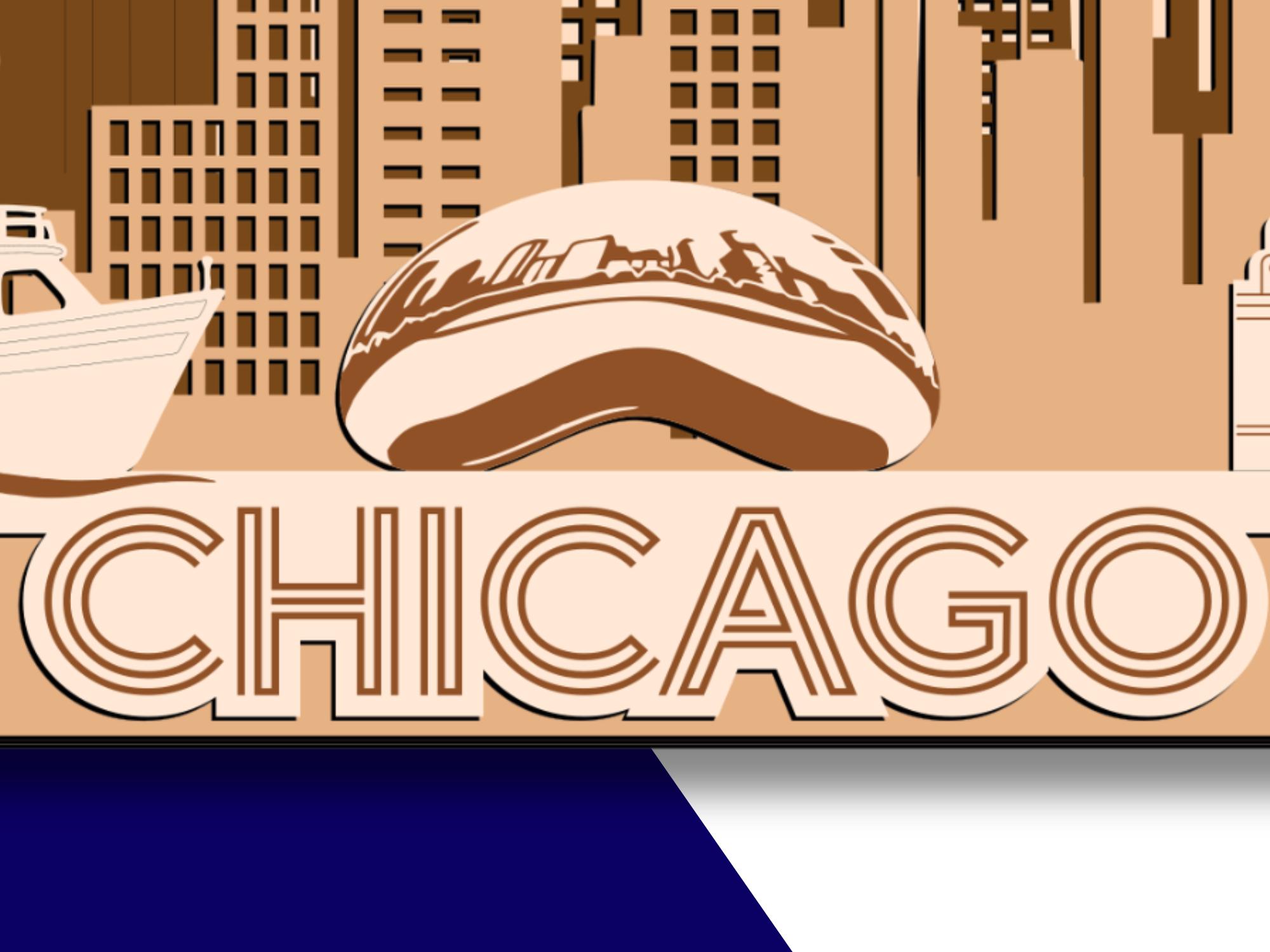 3D Layered Chicago Skyline Vector File Download - SVG, PDF, CDR, and ...