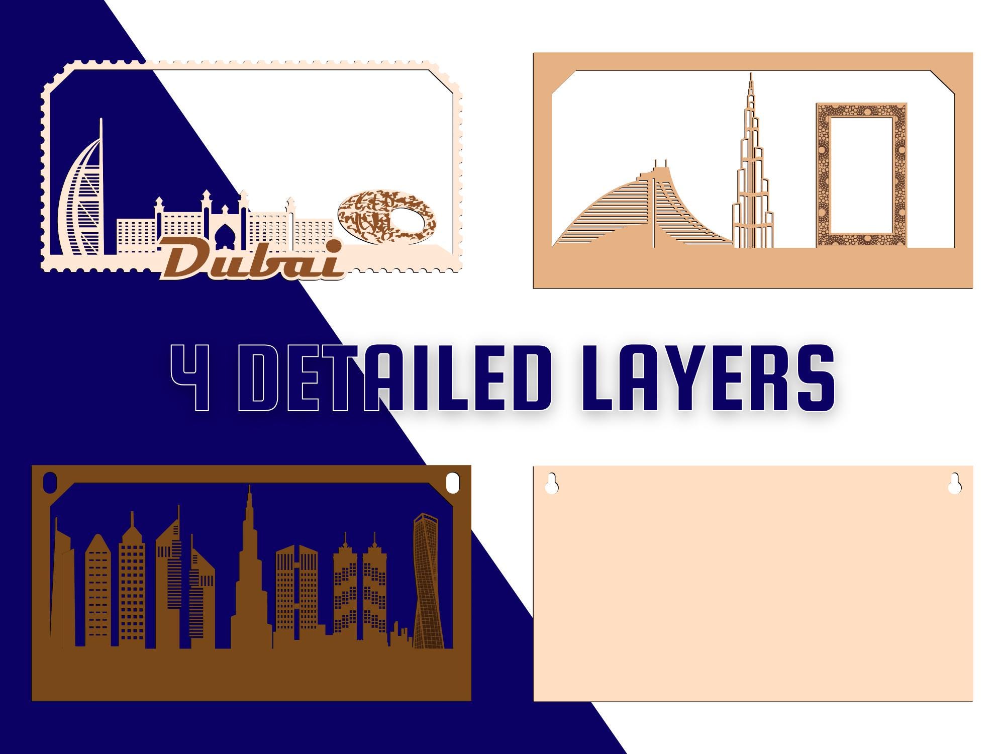3D Layered Dubai Skyline Vector File Download - SVG, PDF, CDR, and More ...