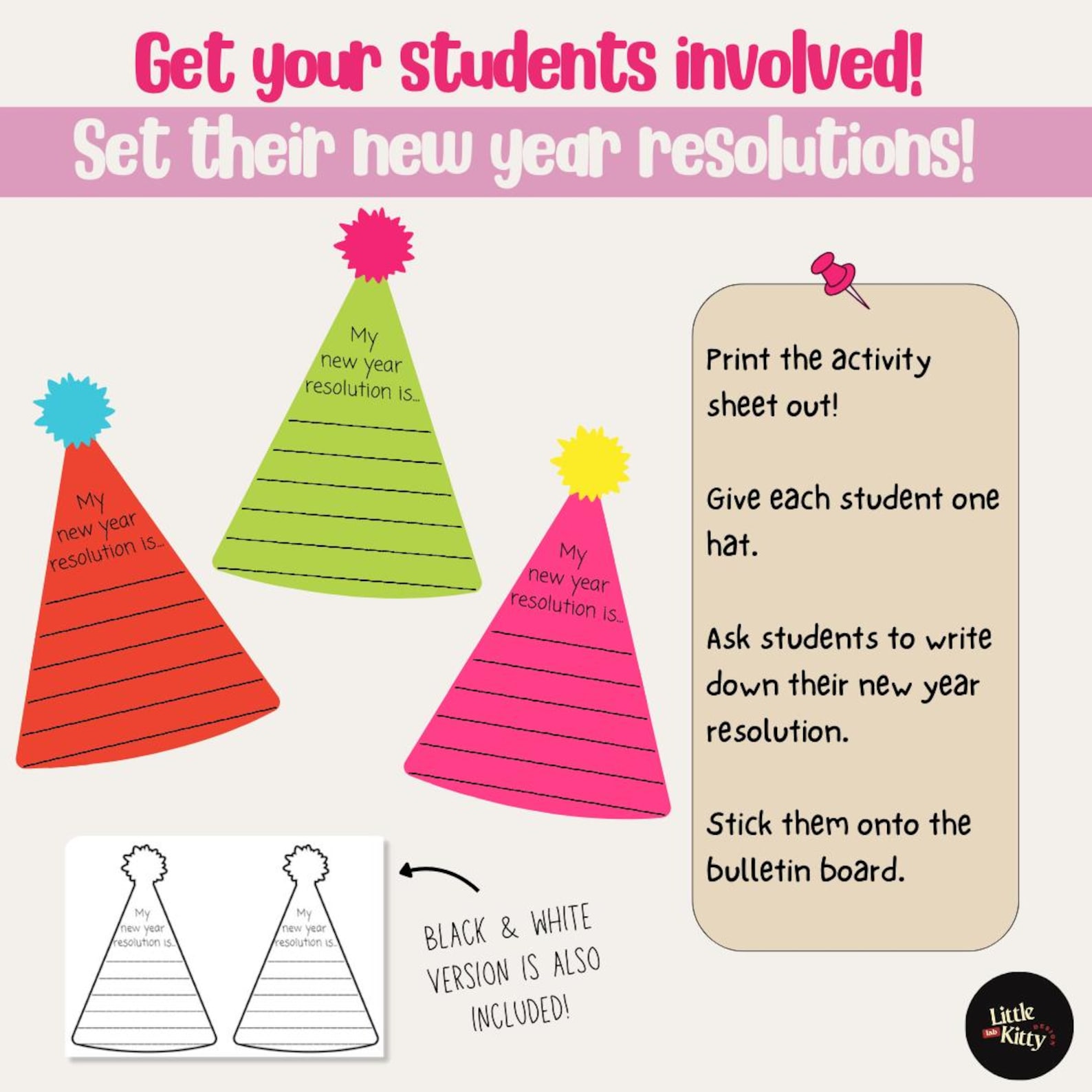 New Year Bulletin Board, January Bulletin Board, New Year Resolution ...