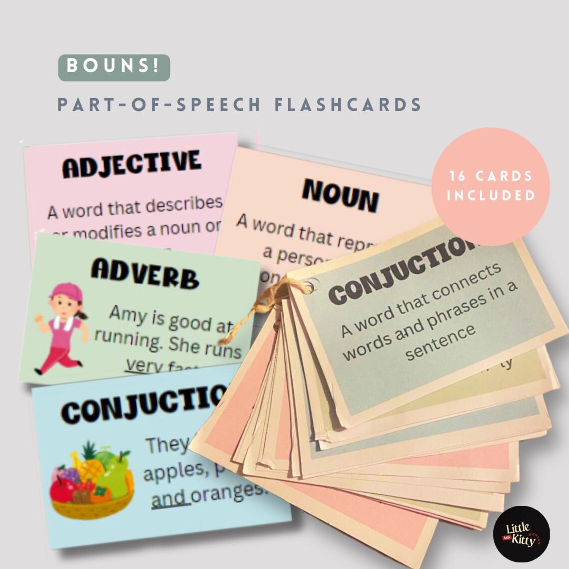 Digital Download Parts of Speech Posters, English Grammar, Pastel ...