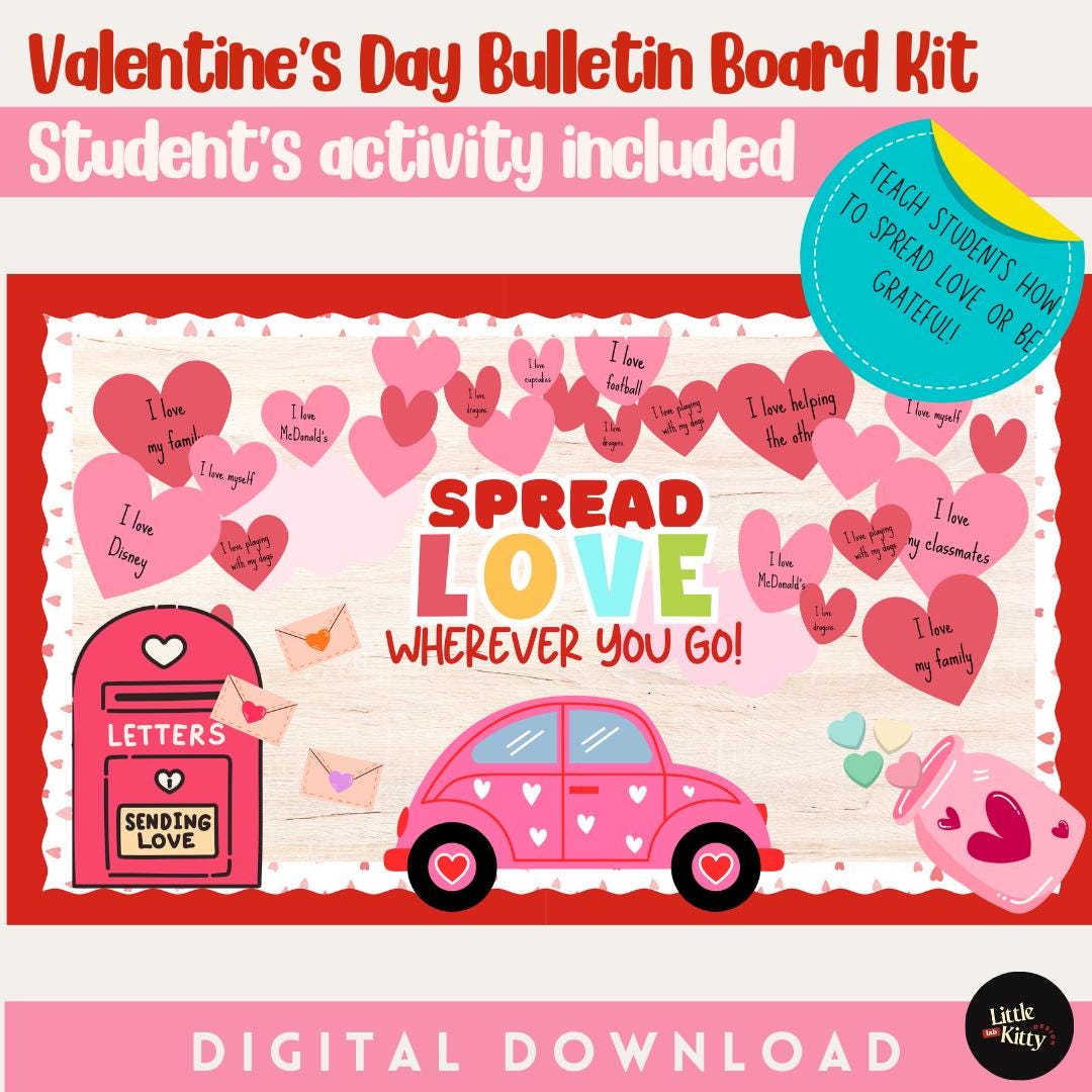 Valentines Bulletin Board Kit, Valentines Day Classroom Door Decor ...