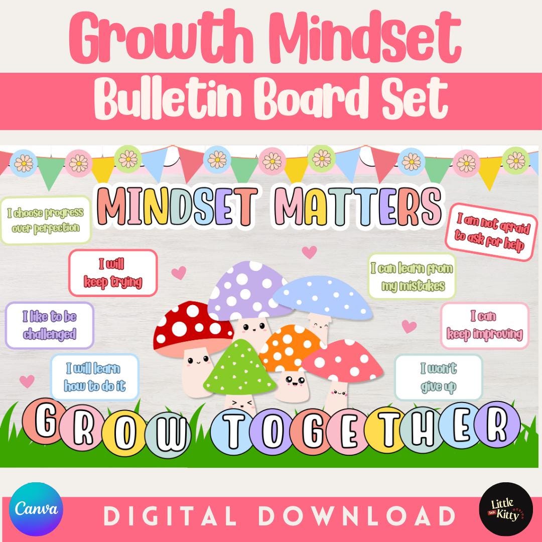 Growth Mindset Bulletin Board, Affirmations, Mental Health, Growth ...