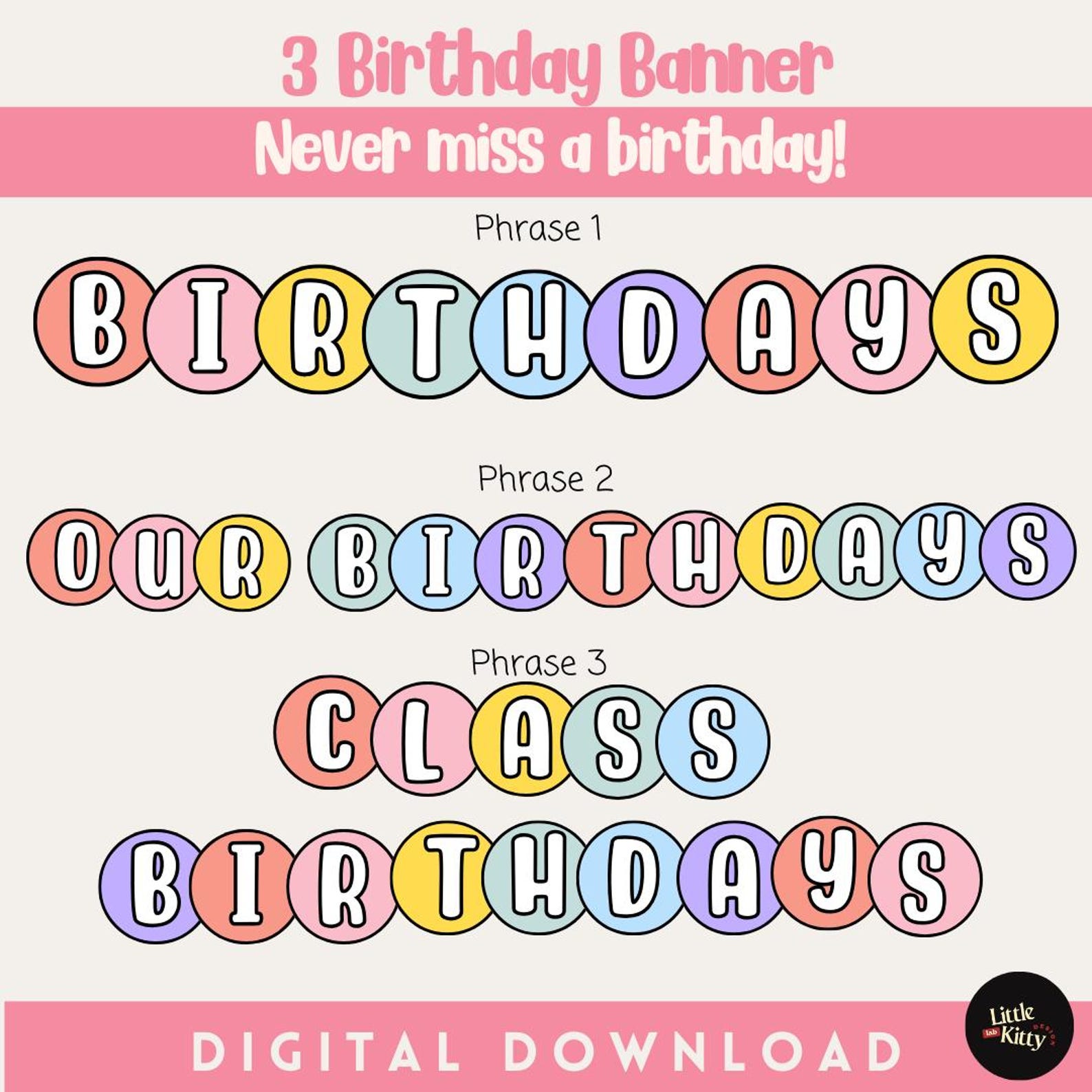 Digital Download Student Birthday Bulletin Board Display, Classroom ...