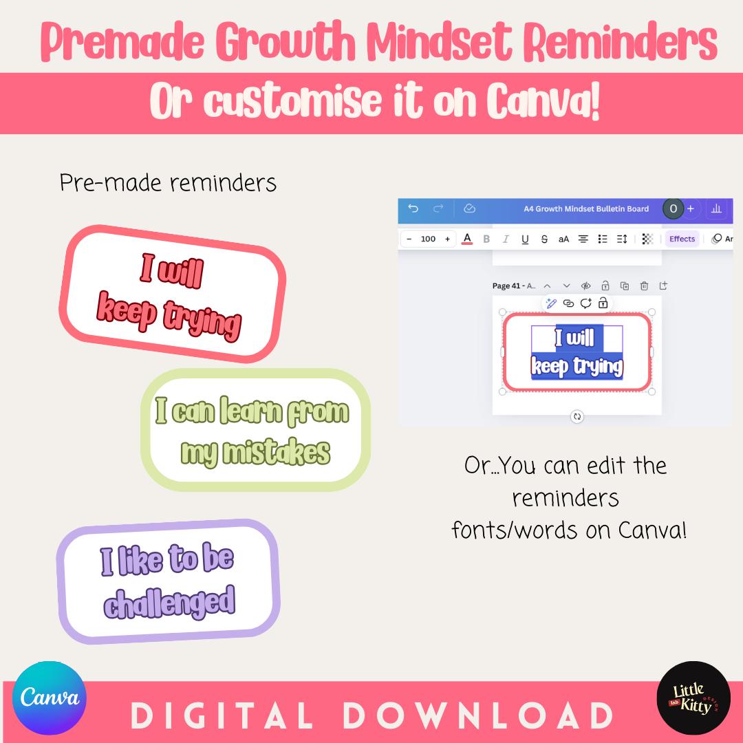 Growth Mindset Bulletin Board, Affirmations, Mental Health, Growth ...