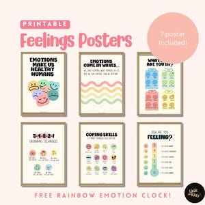 Set of 7 Feelings Poster, Emotions Chart, Calming Corner Posters ...