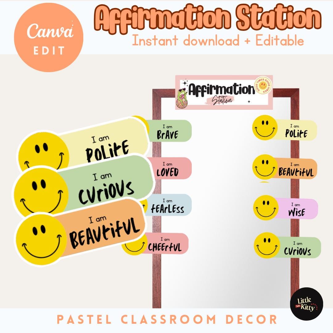 Affirmation Station Classroom Decor, Positive Affirmations Mirror ...