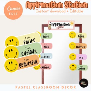 Affirmation Station Classroom Decor, Positive Affirmations Mirror ...