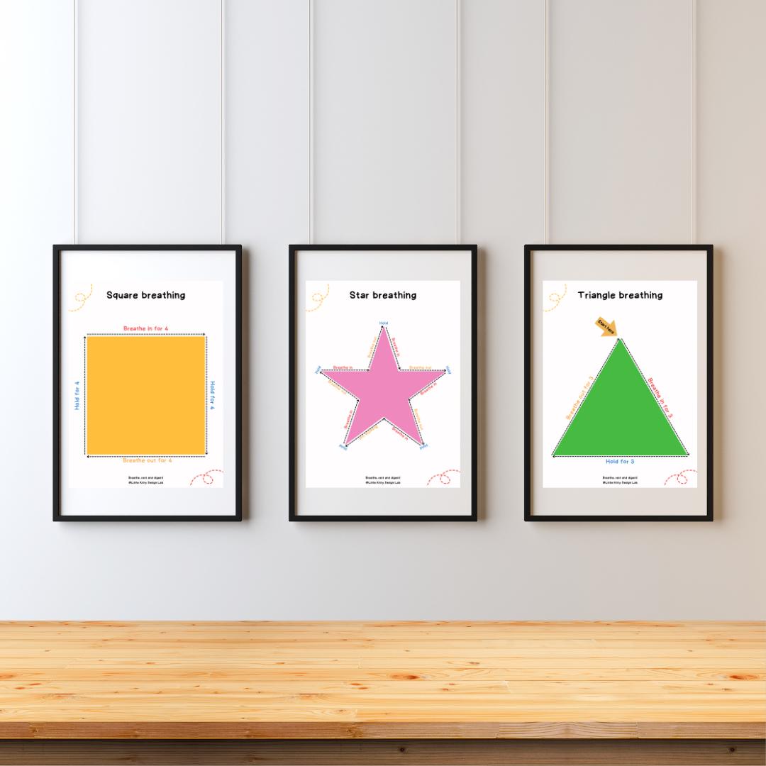 Set of 12 Calming Space Posters, Coping Techniques Wall Art for Kids ...