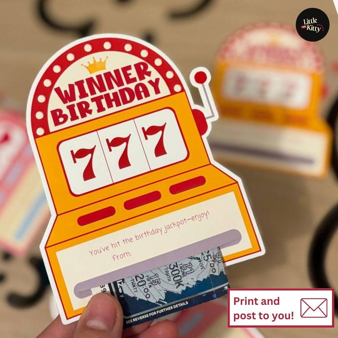 PRINTED Birthday Card Holder, Happy Birthday, Lotto Win, Lotto Card ...