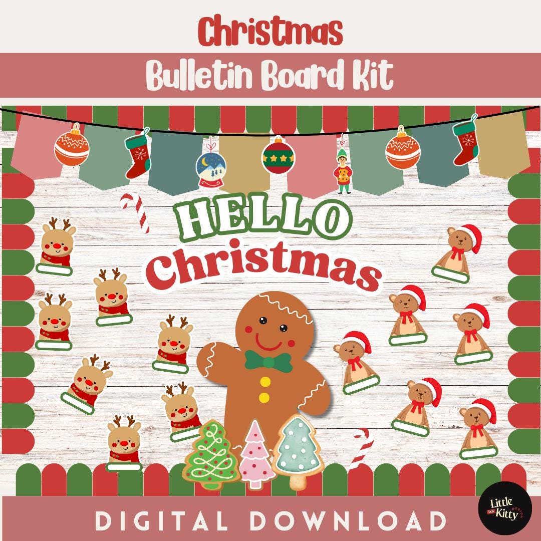 CHRISTMAS Bulletin Board, Merry Christmas Bulletin Board, Gingerbread ...