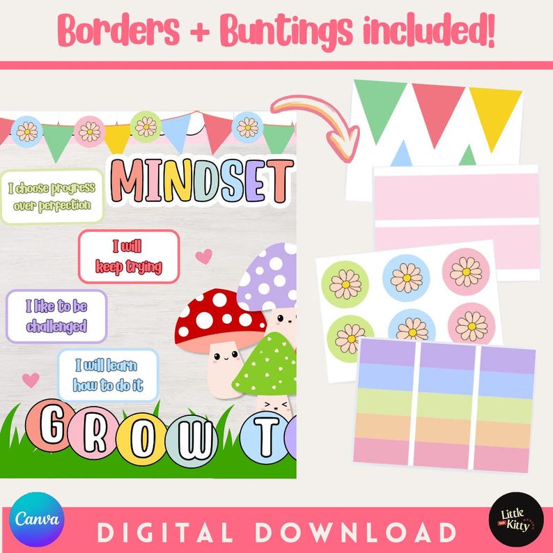 Growth Mindset Bulletin Board, Affirmations, Mental Health, Growth ...