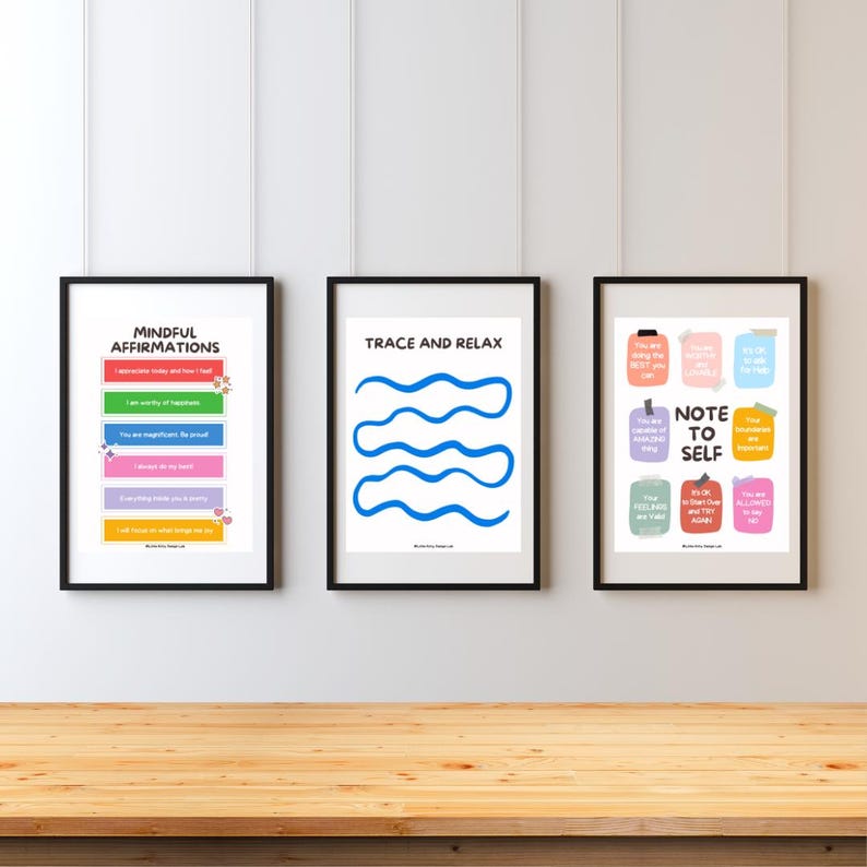 Set of 12 Calming Space Posters, Coping Techniques Wall Art for Kids ...
