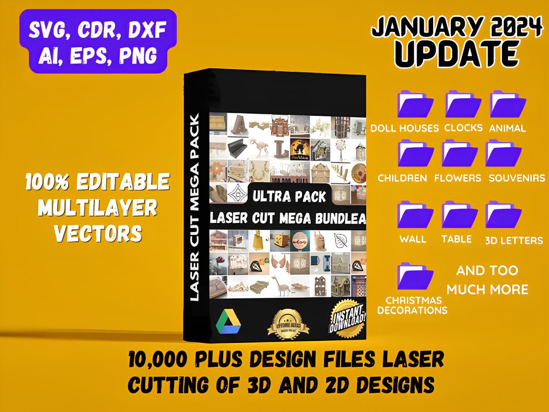 MEGA PACK 10,000 Dxf Files Laser CNC Machines. Laser Cut Files. Laser ...