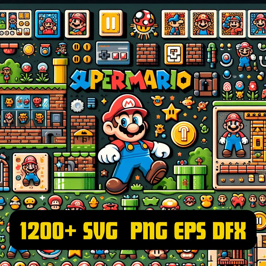Super Mario SVG Bundle for Cricut and Sublimation, Mario Cut Files ...