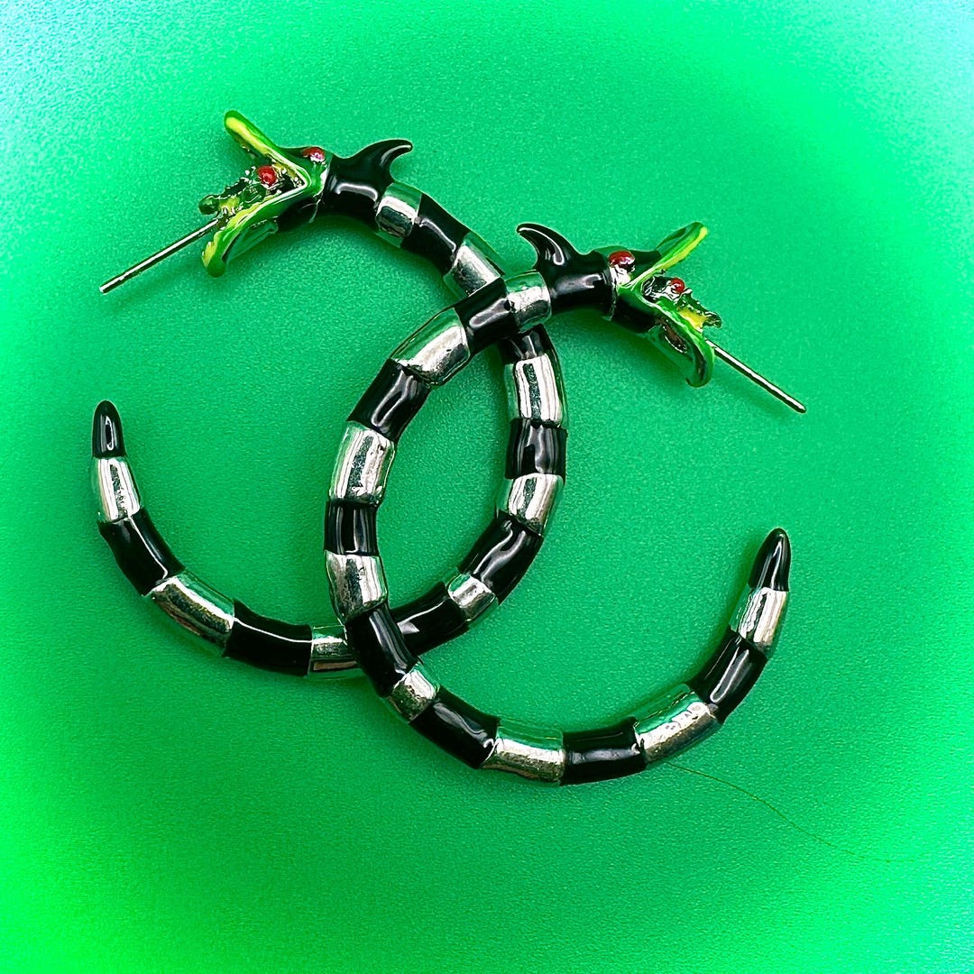 Beetlejuice Sandworm Hoop Earrings Glow in the Dark Option - Etsy