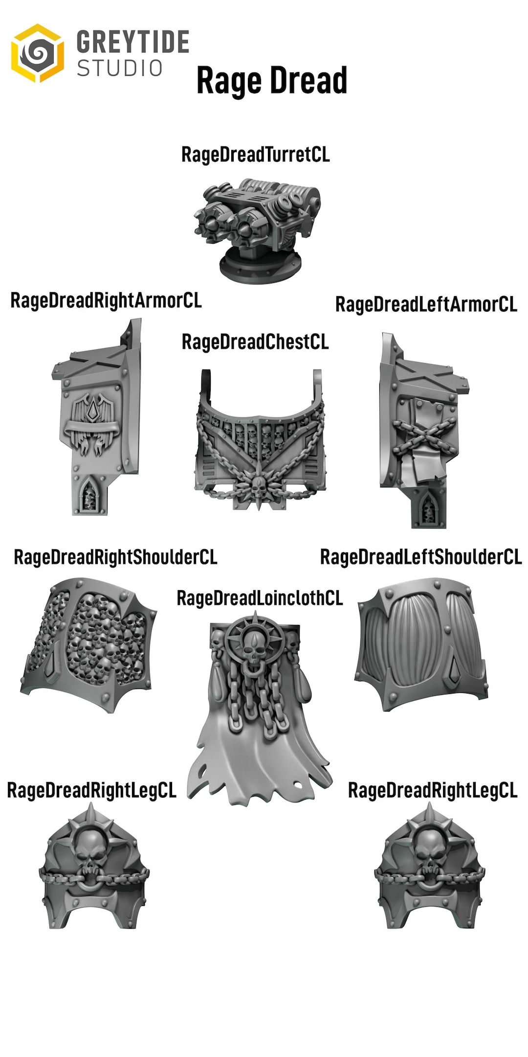 GREYTIDE STUDIO 3D Printed Rage Ancient Armor for Crimson Lords Perfect ...