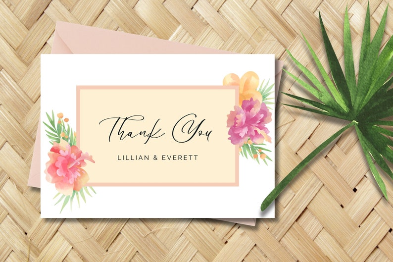 Hawaii Thank You Card Template, Printable Tropical Instant Download ...