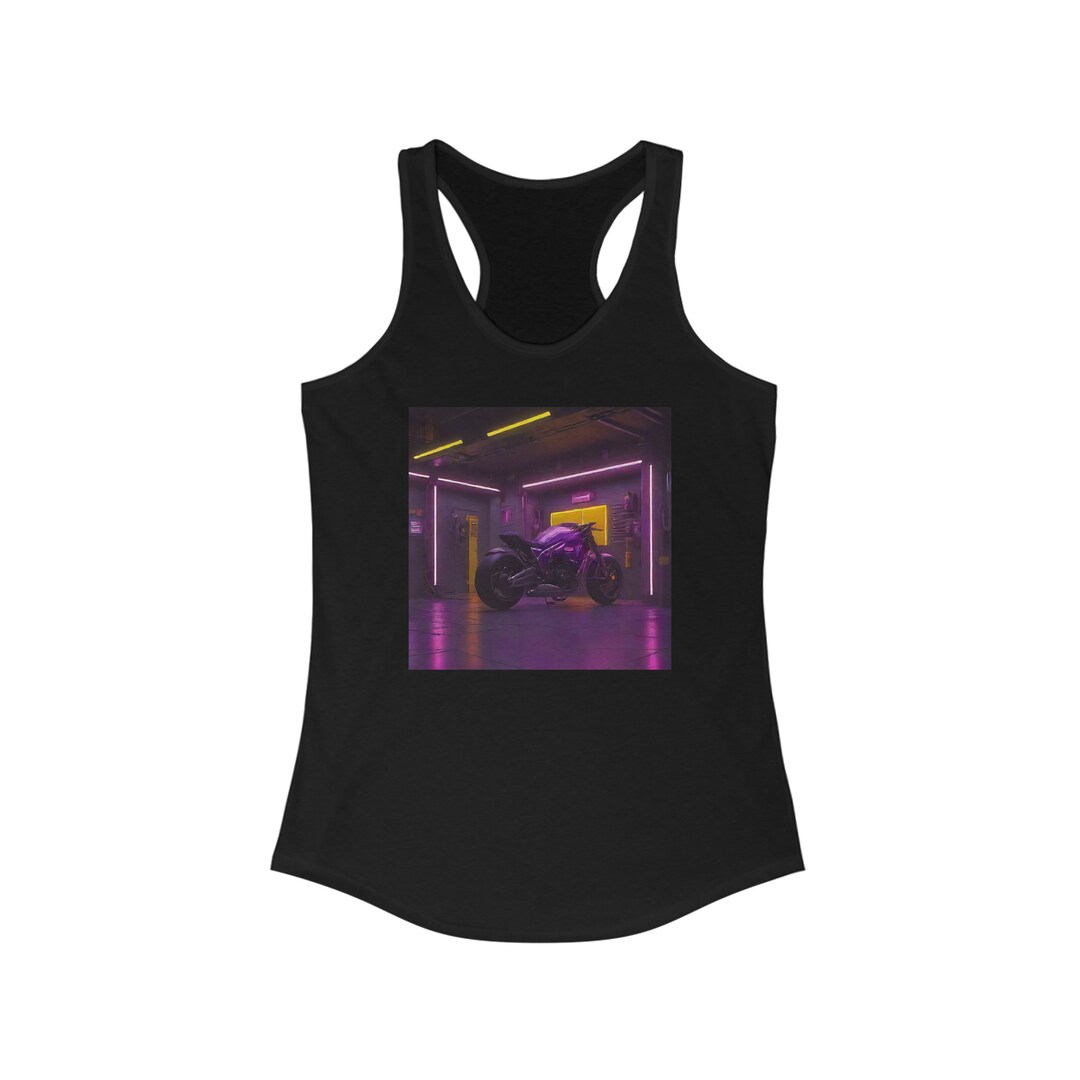 Neon Retro Cyberpunk Motorcycle. Women's Ideal Racerback Tank - Etsy