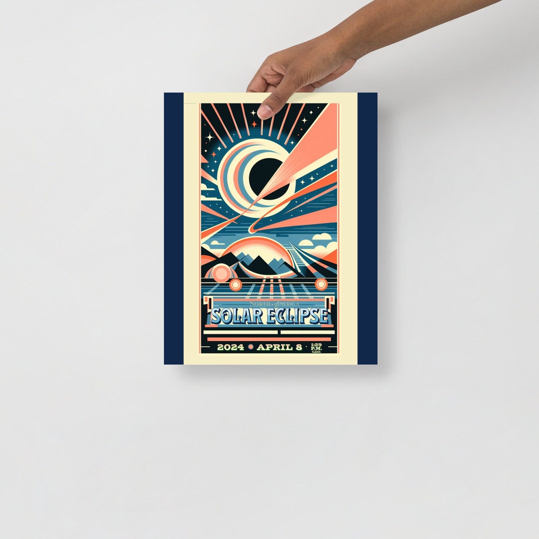 2024 Solar Eclipse Vertical Posters | Art Deco Aesthetic 2024 Eclipse ...