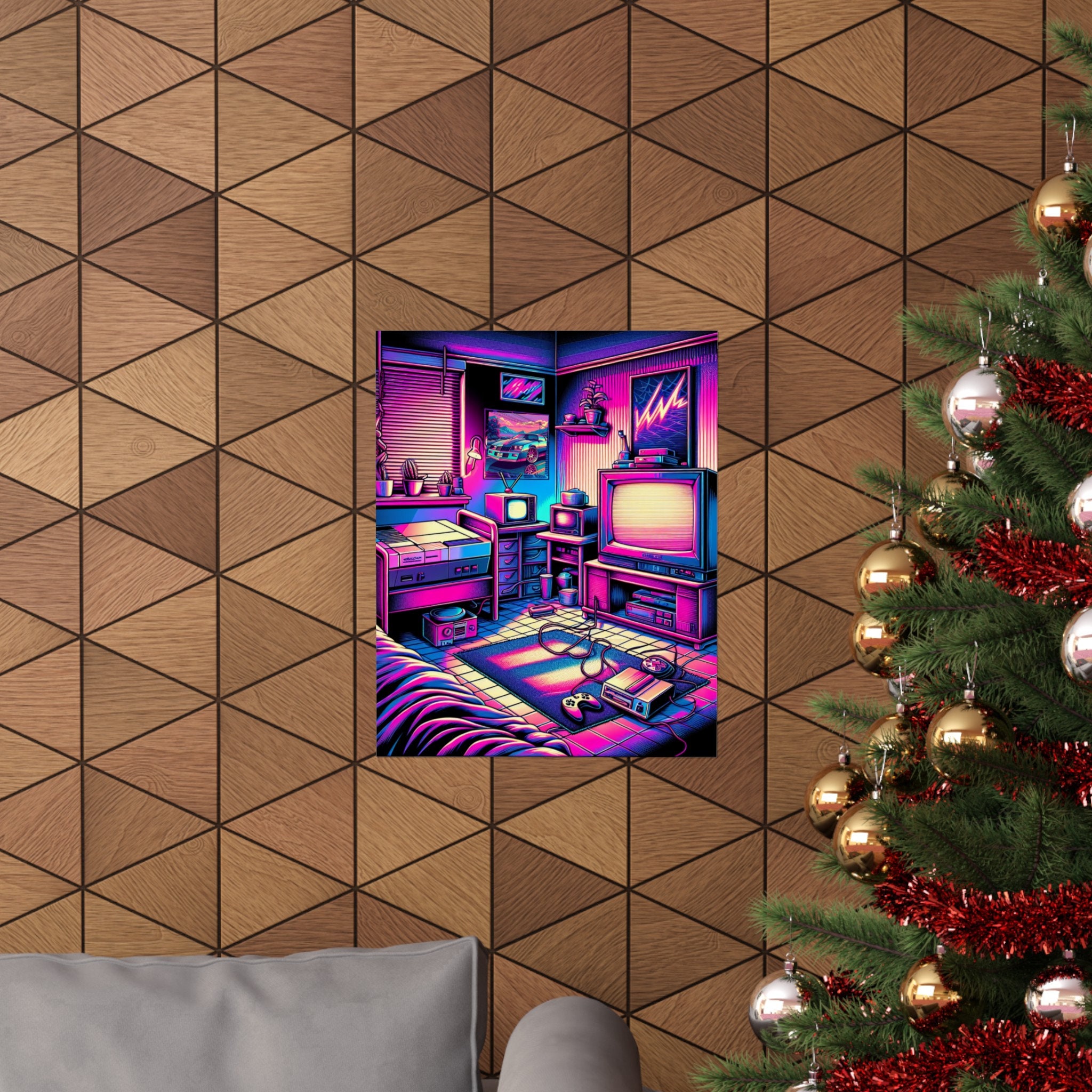 Retro Poster Art Print, Pink 80s Wall Art, Sythwave, Vaporwave Eclectic ...