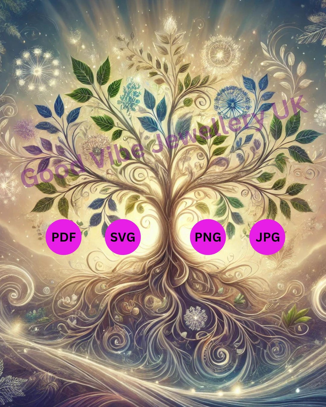 Tree of Life Spiritual Wall Art, Boho Chakra Print (digital Download ...