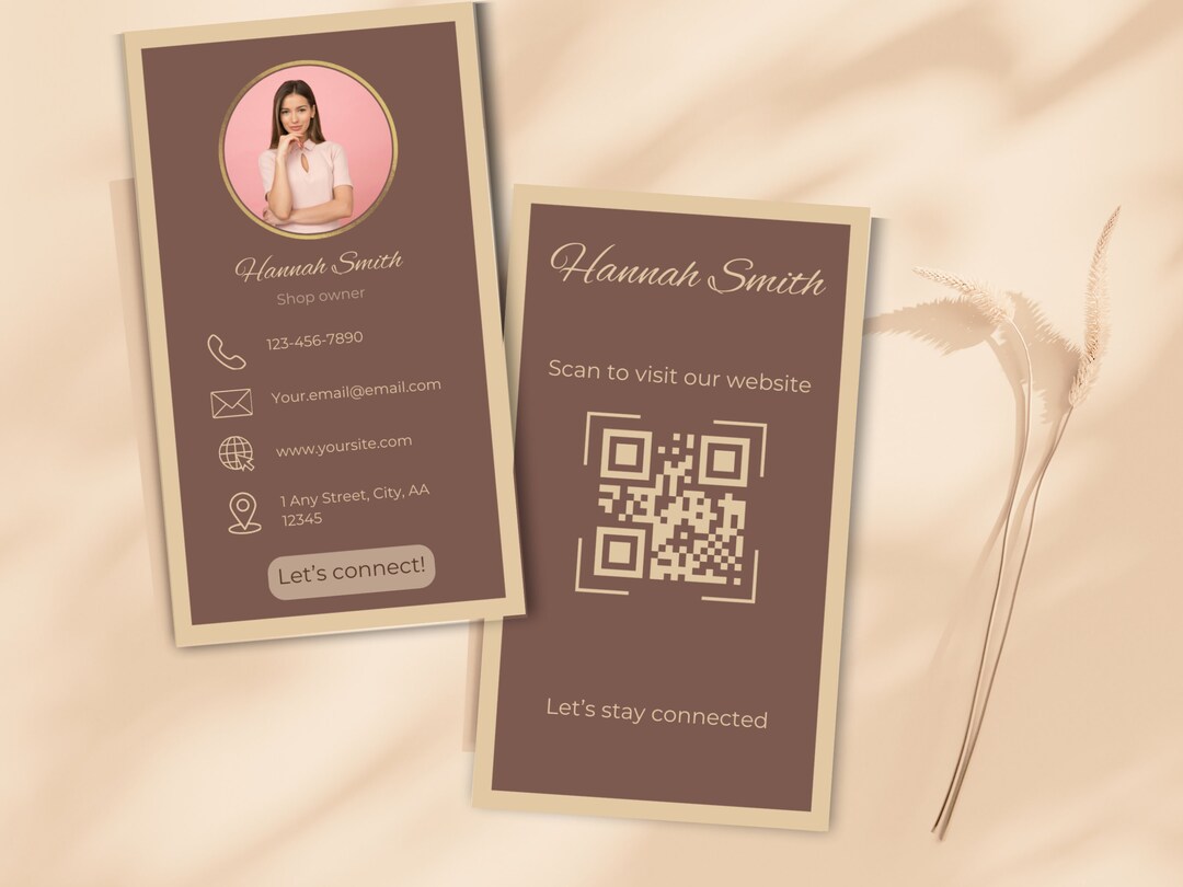 Portrait Business Card Template, Qr Code Business Card, Portrait Design ...