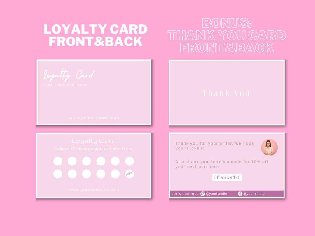 Loyalty Card Editable Template, Instant Download, Bonus Thank You Card ...