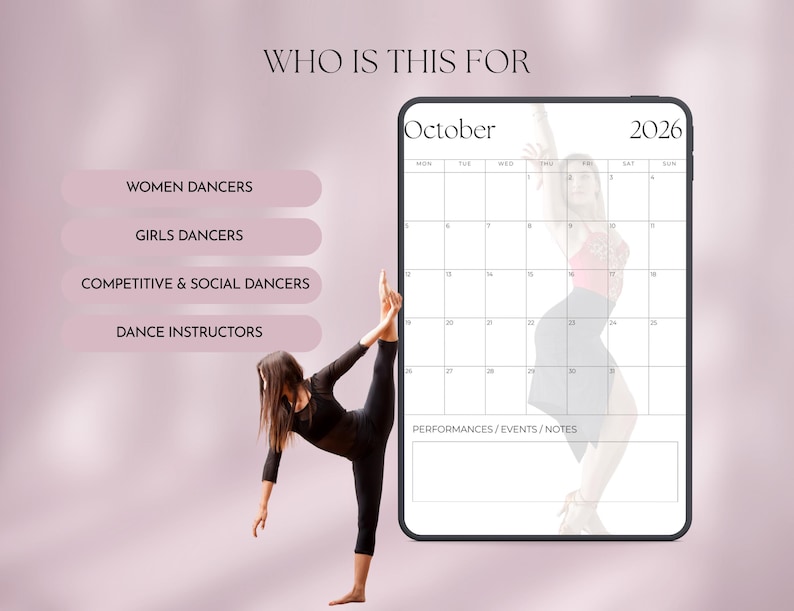 2026 Dance Planner for Female Dancers | Digital Dance Planner | Bachata ...