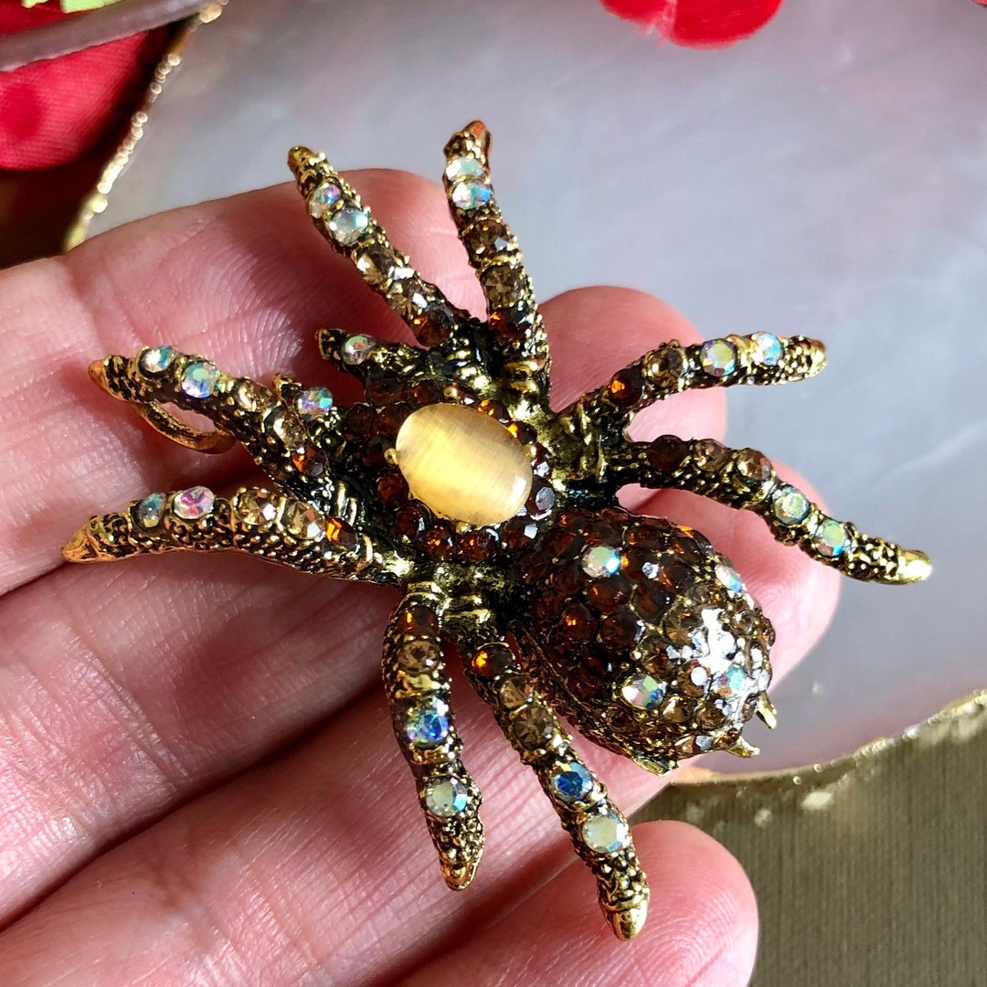 Crystal Spider Brooch, Spider Brooch Pin, Rhinestone Spider Jewellery ...