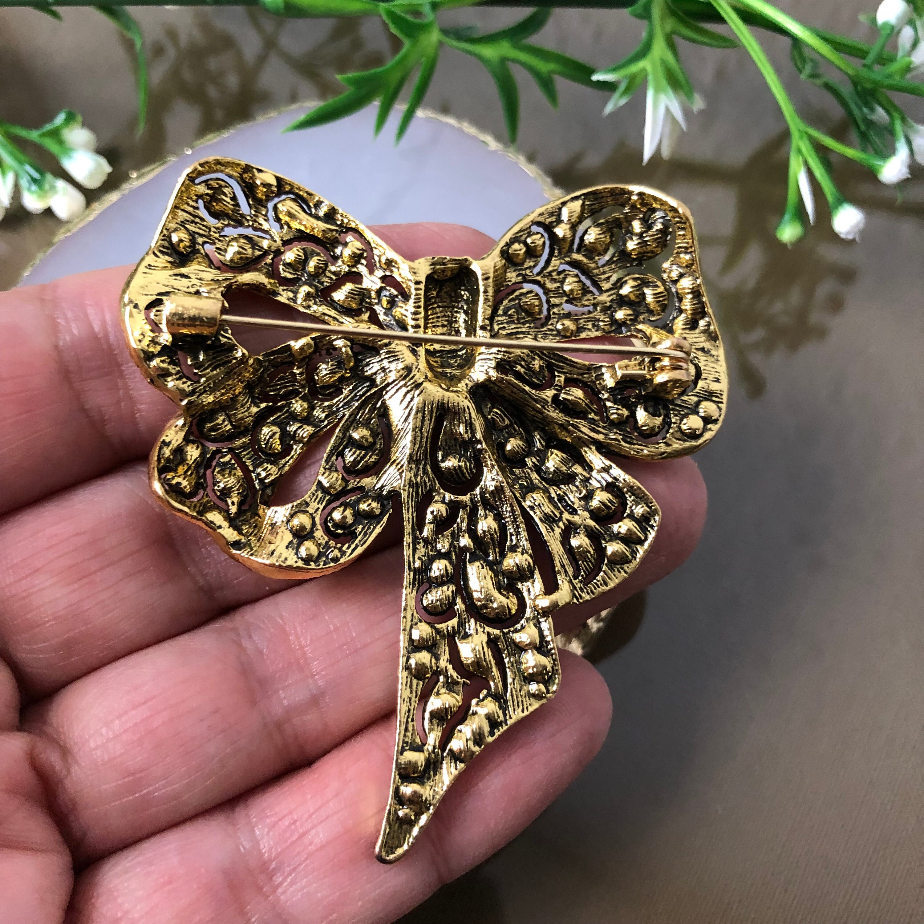 Rhinestone Bow Brooch Pin, Decorative Scarf Brooch - Etsy