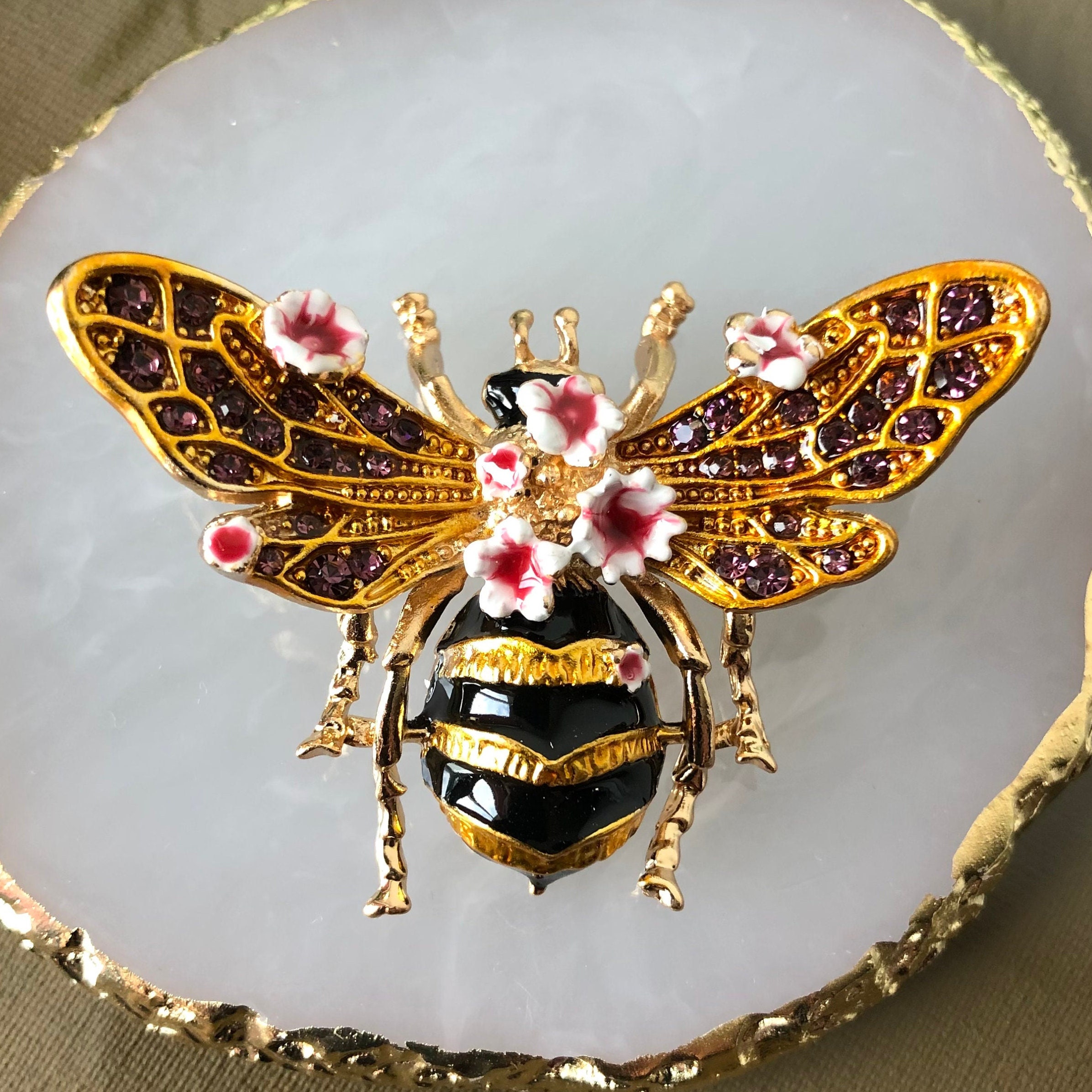 Sparkly Bumble Bee Brooch: Rhinestone Insect Pin - Etsy
