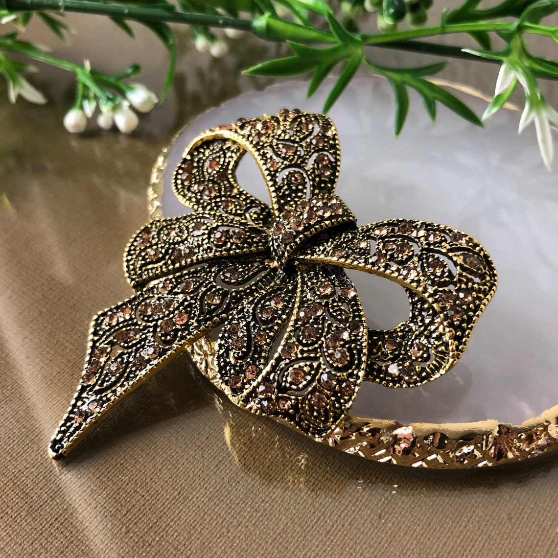 Rhinestone Bow Brooch Pin, Decorative Scarf Brooch - Etsy