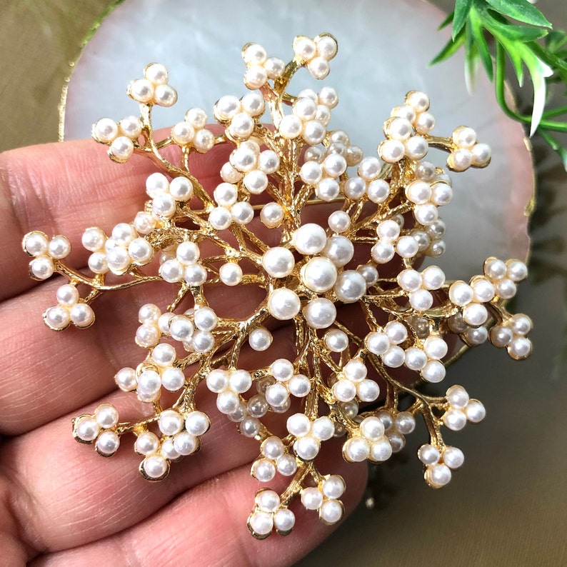 White Pearl Brooch, Large Brooch, Pearl Brooch, Pearl Brooch Jewellery ...