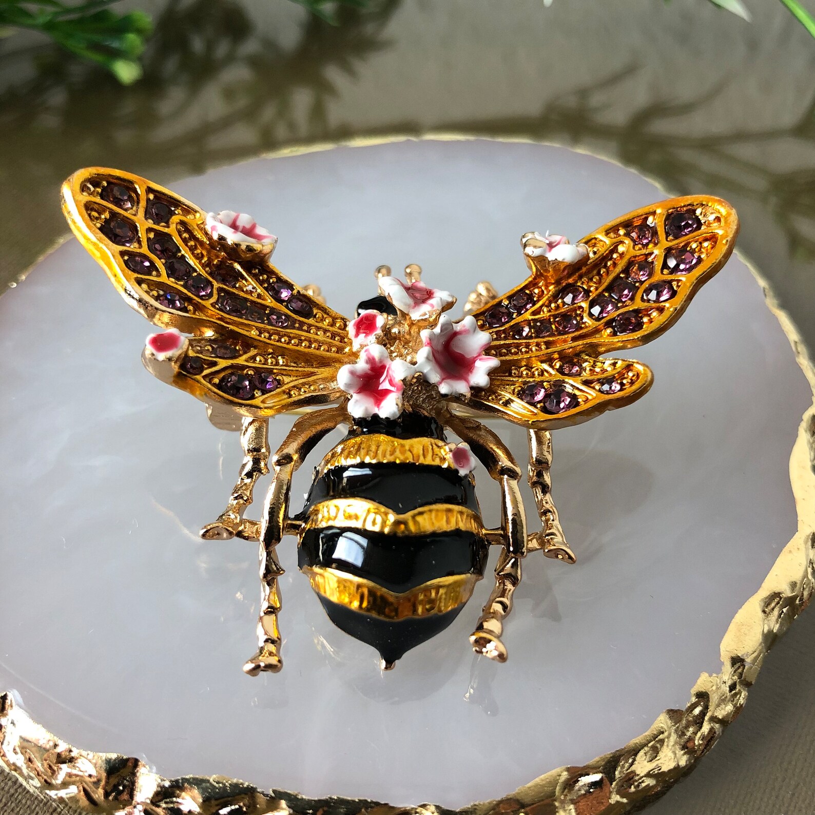 Sparkly Bumble Bee Brooch: Rhinestone Insect Pin - Etsy