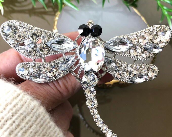 Crystal Rhinestone Large Dragonfly Brooch, Dragonflies Pin, Insect ...