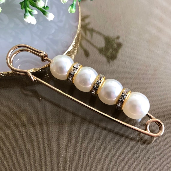 White Pearl Safety Pin Brooch Gold Shawl Pin and Scarf Pin for Women Jewelry sewing Safety Pins Supplies Etsy
