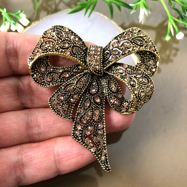 Rhinestone Bow Brooch Pin, Decorative Scarf Brooch - Etsy